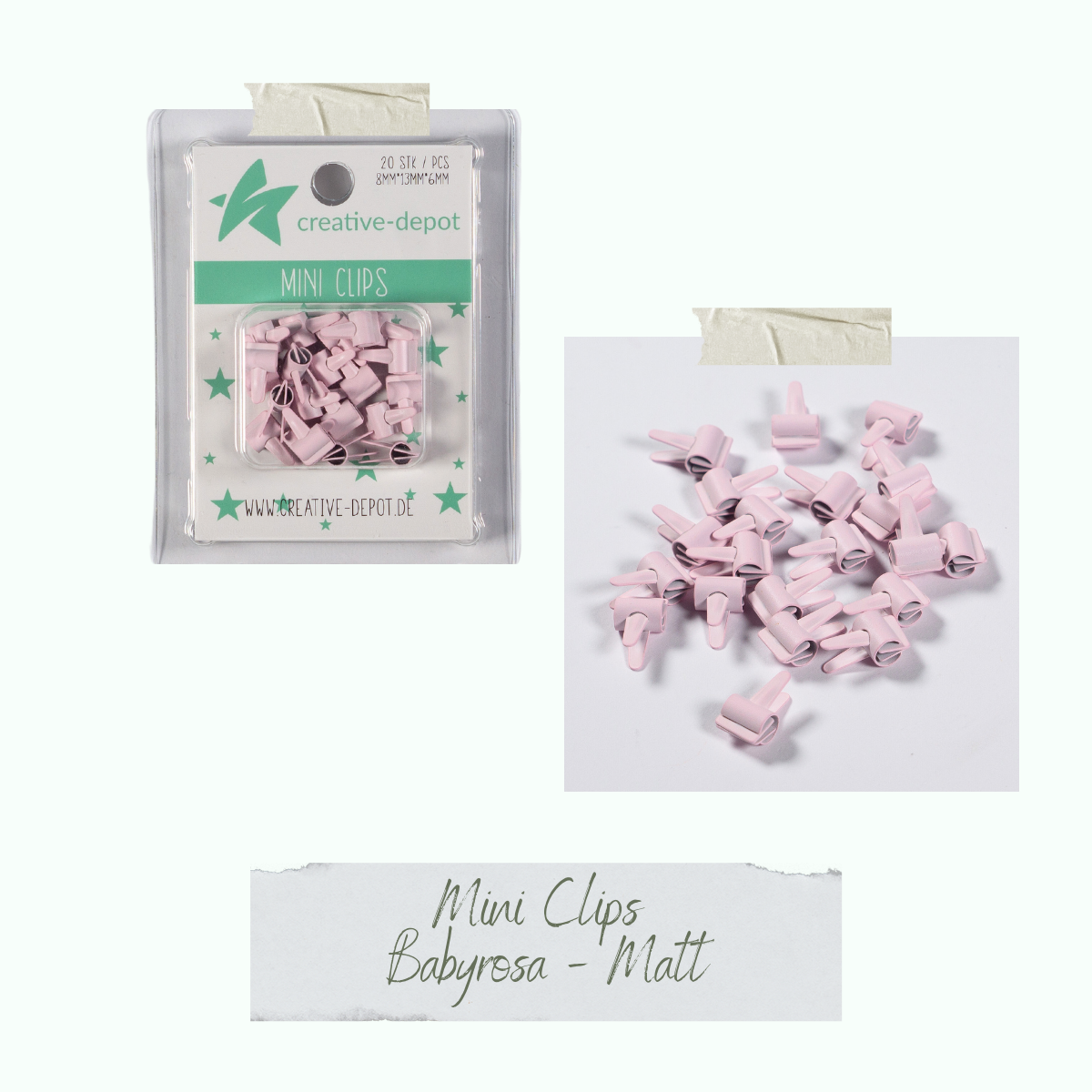 Mini Clip - Baby pink - Matt - 20 pieces